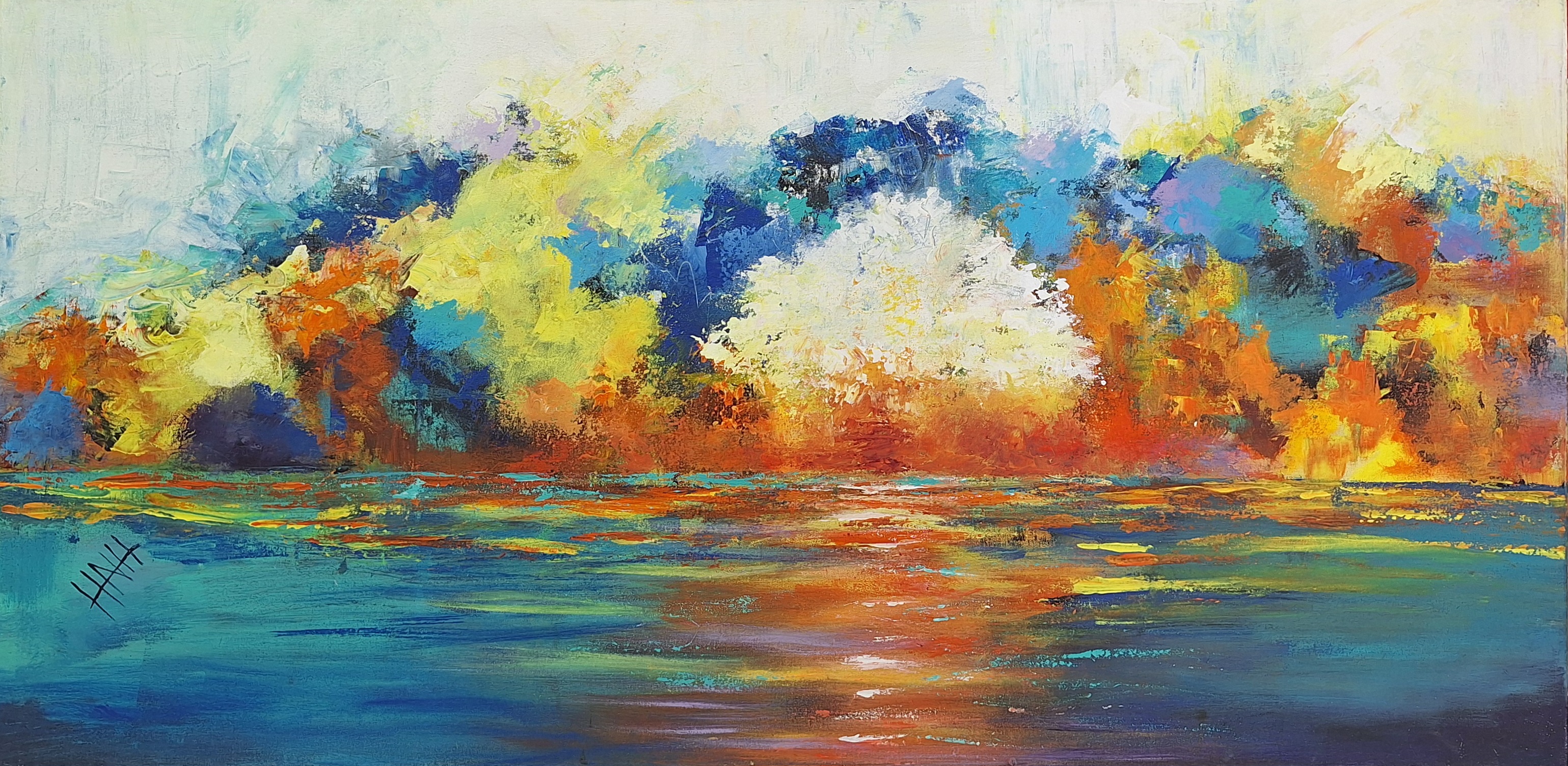 957 Abstract Sunset on Water by Nicholas Hadeed