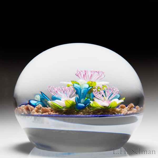 Ken Rosenfeld 2019 flower bouquet and aventurine pebbles paperweight ...