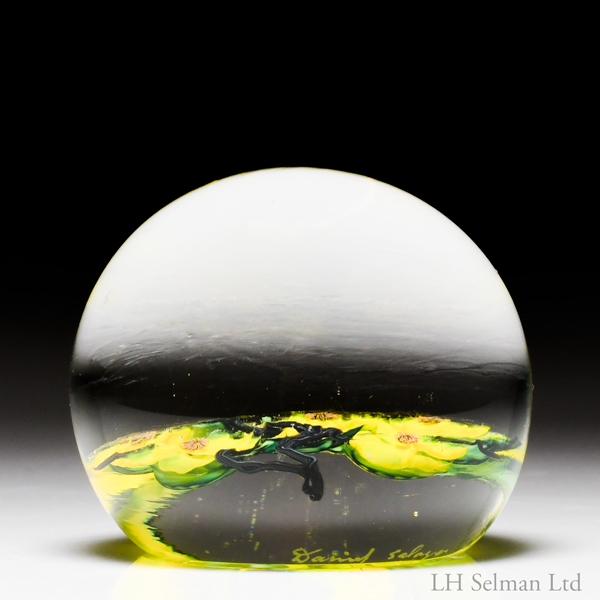 Lundberg Studios 1987 yellow sundrop flowers miniature paperweight, by ...